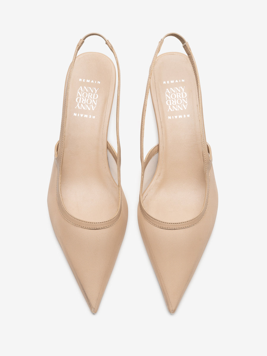 MATRIX 35 Mesh Slingbacks Sand Beige – ANNY NORD
