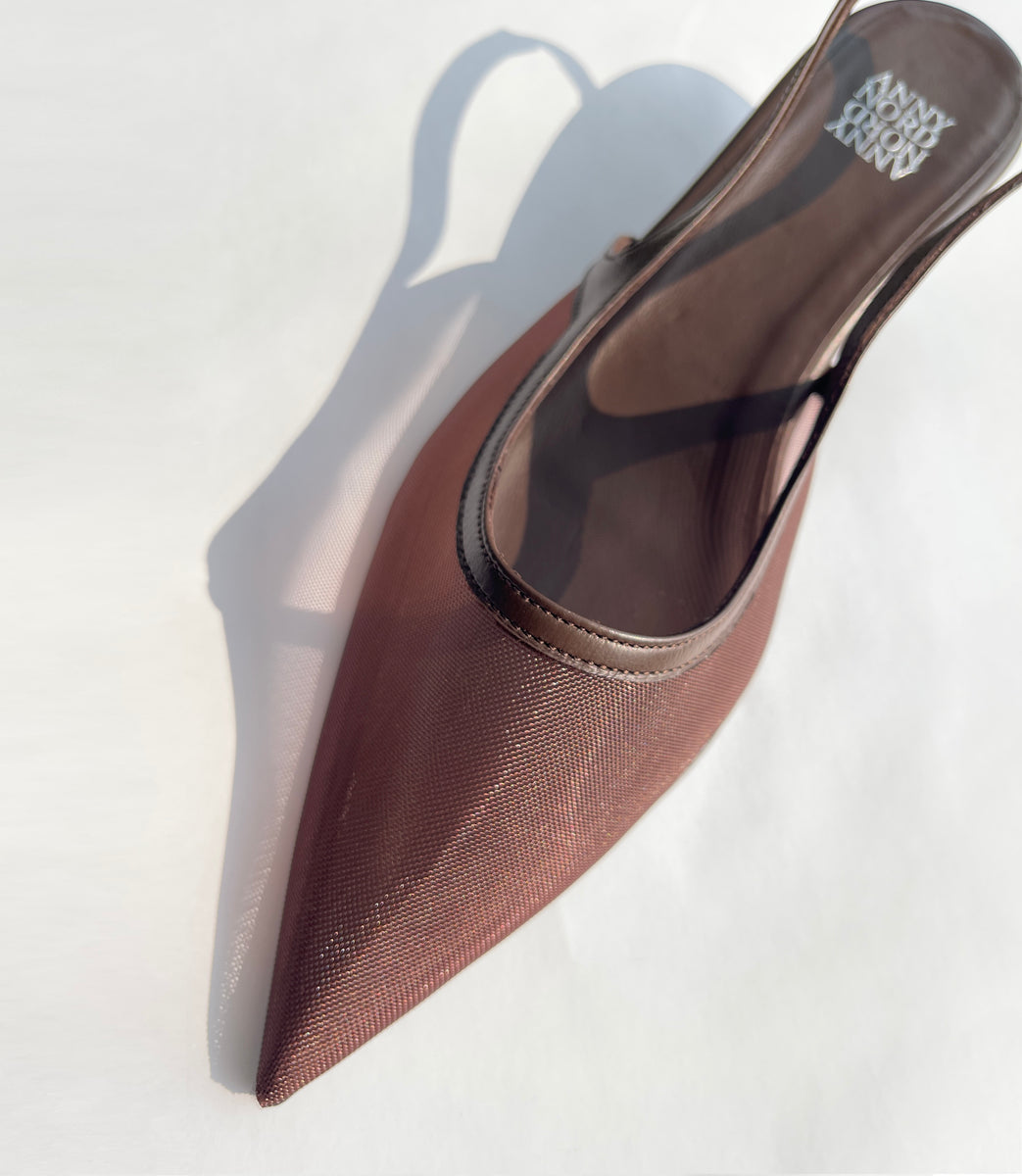 MATRIX 35 Mesh Slingbacks Brown – ANNY NORD